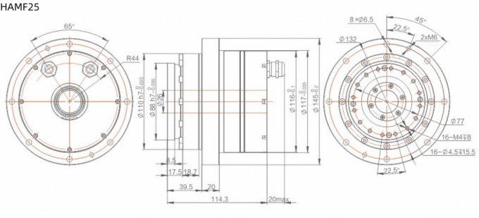 Hollow Shaft Harmonic Drive Actuator Robotic Arm Motor HAMF Series