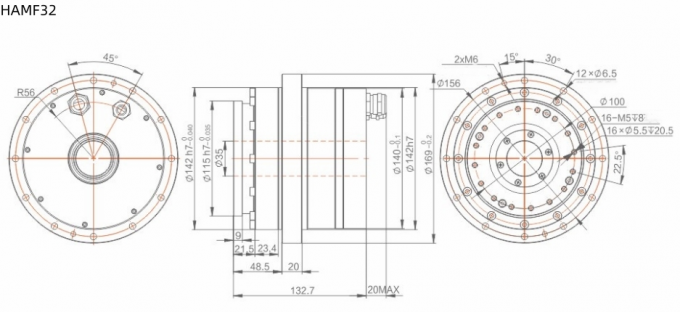 Hollow Shaft Harmonic Drive Actuator Robotic Arm Motor HAMF Series