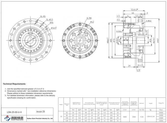 Compact Harmonic Speed Reducer Strain Wave Gear Model 25 Customized